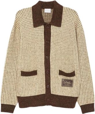 Dr&ocirc;le de Monsieur Cardigan en maille gaufr&eacute;e avec patch Dr&ocirc;le - Homme - Pulls - Brun - Taille: M