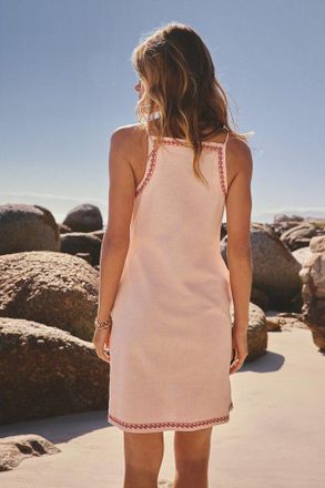 Next Minikleid Mini-Etuikleid mit Leinen und Stickerei (1-tlg)