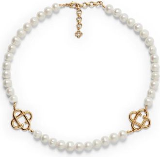 Casablanca Femme, Accessoires, Blanc, Taille: ONE Size Medium Pearl Logo Necklace