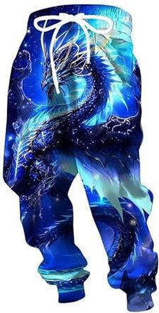 Keephen Pantalon de Jogging pour Hommes Dragon Imprim&eacute; en 3D Graphic Sport Pantalon de Jogging Pantalon de Fantaisie d&eacute;contract&eacute; avec Poches