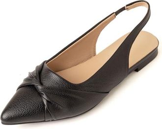 Generic Escarpins D&eacute;nud&eacute;s Femme &agrave; Bout Point&eacute; D&eacute;tail Noeud Cuir Synth&eacute;tique Grain&eacute; L&eacute;ger Respirant avec Semelle Confortable Int&eacute;rieure Coussin&eacute;e Talon Bas 1cm