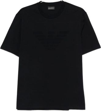 Emporio Armani Homme, Tops, Noir, Taille: 3XL T-shirt en jersey avec logo intarsia assorti