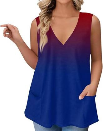 Generic Debardeur Femme Chic et &eacute;l&eacute;gant Gradient Chemisier sans Manche Imprim&eacute; D&eacute;bardeur Crop Top Ete Haut Chic et Elegant Fluide Ample Caraco Vetement Femme 