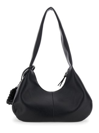 Ganni Womens Shoulder Bag Bou Hobo Black Leather Recycled