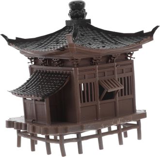 Valiclud Miniatur Asiatisches Plastik-pavillon für Aquarium Zen Garten Dekoration Platzsparende Bonsai Figur Detaillierte Alte Architektur Langlebiges Micro La