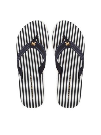 Tommy Hilfiger Zehentrenner Th Stripes Wedge Beach Sandal FW0FW08521 Blau