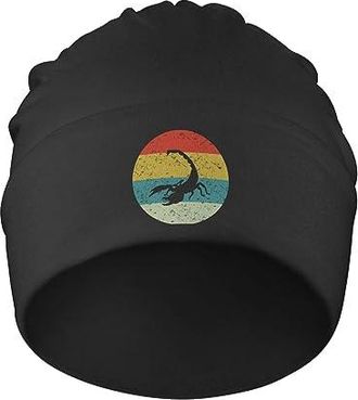 Generic Femme Homme Bonnet &Agrave; Revers Scorpion R&eacute;tro Vintage Bonnet dhiver Mode Bonnets Tricot&eacute; Chaud Bonnets De Ski pour Hiver Quotidien Patinage