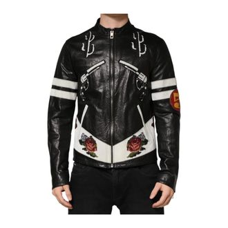 Dolce & Gabbana Homme, Vestes, Noir, Taille: L Guns N Roses Full Zip Biker Jacket