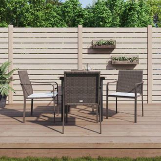 vidaXL 5-tlg. Garten-Essgruppe mit Kissen Poly Rattan und Stahl - Vidaxl