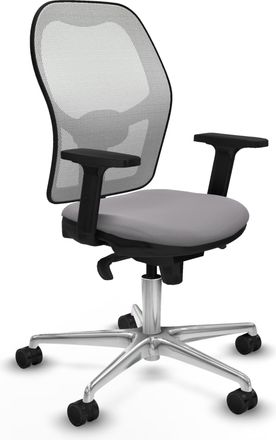 Piqueras y Crespo Schreibtischstuhl aus Kunstleder mit 2D-Armlehnen, h&ouml;henverstellbare Lendenwirbelst&uuml;tze, mit 5 Positionen und injiziertem Schaumstoff, Wei&szlig;/Grau