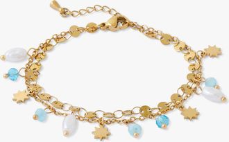 Lollipops Bracelet 2 rangs perles facett&eacute;es et soleils Acier