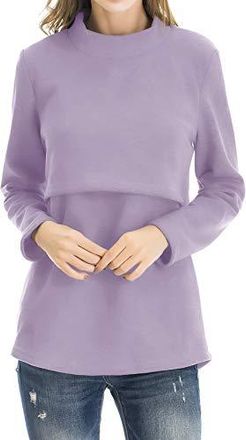 Smallshow Hauts dAllaitement en Molleton V&ecirc;tements dAllaitement &agrave; Manches Longues pour Femmes L Lavender