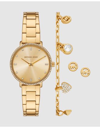 Michael Kors montre Pyper &agrave; deux aiguilles en acier inoxydable dor&eacute;
