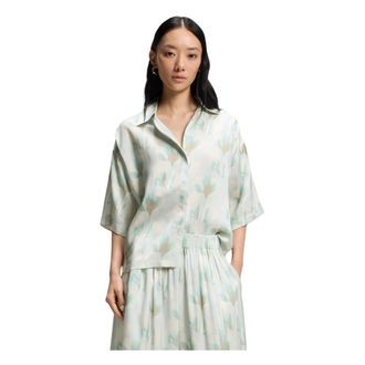 HUGO BOSS Femme, Blouses et Chemises, Multicolore, Taille: 44 FR Chemisier court &agrave; manches courtes Bimina