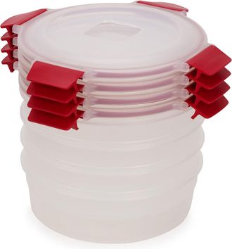 Joseph Joseph Nest Lock, 4 Stück Rund Kunststoff Küche Lebensmittel Lagerung aufbewahrungsbox mit Deckel, auslaufsicher, luftdicht, platzsparend, BPA frei, 1L
