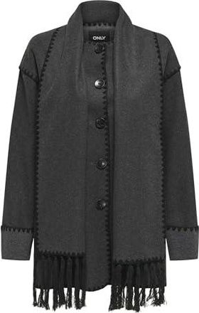Only Onlelba Life Scallop Edge Écharpe Manteau OTW, Gris, S Femme