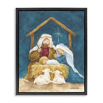 Stupell Industries Diane Kater Leinwandbild, Motiv: beruhigende Krippe, gerahmt, Motiv Floater, 78 x 63 cm, Grau