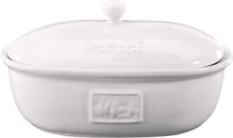 CREATABLE CreaTable Brottopf TOSCANA oval 38 cm aus Steingut weiß glasiert/Brotbehälter/Vorratstopf