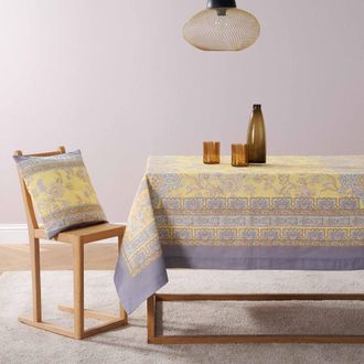 Bassetti Indian Roses Tischdecke aus 100% Baumwolle, Panama-Gewebe in der Farbe Limone Y1, Maße: 150x250 cm - 9332389
