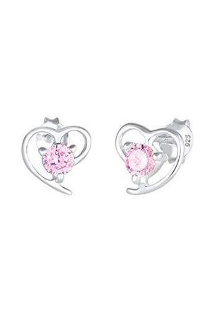 Elli Boucles dOreilles Femme Motif de Coeur Ludique avec des Cristaux de Zircone en Argent Sterling 925