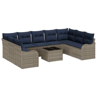 vidaXL Set Divano Da Giardino 10 Pz Grigio Polyrattan Vidaxl