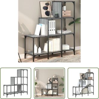 vidaXL B&uuml;cherregal Treppenform - B&uuml;cherregal Grau Sonoma 92x30x102 cm Holzwerkstoff und Metall