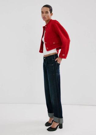 Mango Veste tweed boutons bijoux rouge - Femme - XL - MANGO