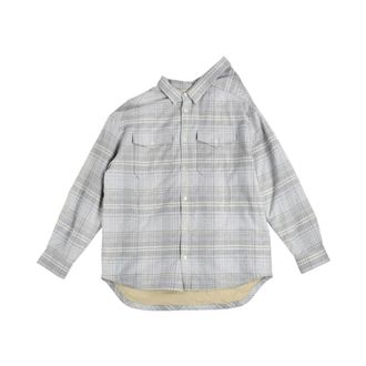 Y / Project Homme, Chemises, Gris, Taille: L Chemise matelass&eacute;e &agrave; &eacute;paules coup&eacute;es en tartan bleu