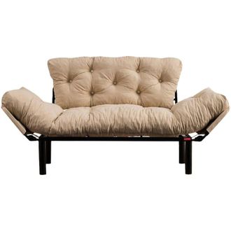 Dmora Schlafsofa 2-Sitzer Guchol, mit Stauraum, verstellbar, Sitzpl&auml;tze 2, 155x70 cm Cremewei&szlig;
