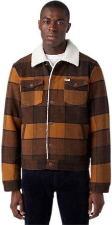 Wrangler Wool Trucker Jacket Veste, Jaune &agrave; Carreaux, L Hommes