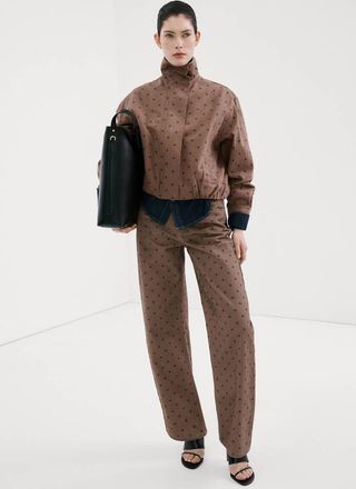 Mango Jean balloon &agrave; pois chocolat - Femme - 32 - MANGO