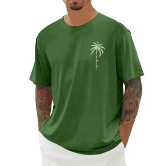 Generic T-shirt d&eacute;t&eacute; pour homme - Col rond - Manches courtes - Avec imprim&eacute; ville - Chemises basiques - Chemises d&eacute;contract&eacute;es - T-shirts de sport, vert, XXS
