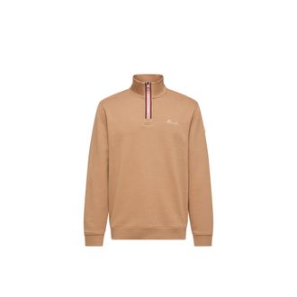 Moncler Moncler Embroidered Logo Polo Neck Sweatshirt, Men, Beige, Size: Xxl