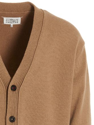Maison Margiela Wool-Linen-Cotton Blend Cardigan - Beige