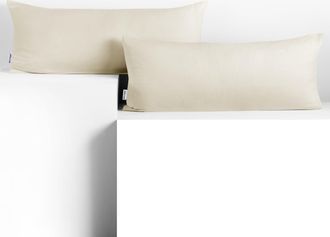 Decoking 2 Kissenbezüge 40x120 cm Jersey 100% gekämmte Baumwolle Reißverschluss Ecru Amber