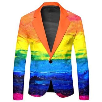 Generic Veste arc-en-ciel pour homme - Costume CSD - Blazer slim fit Pride Month - Veste de costume attrayante pour carnaval, festival, d&eacute;fil&eacute;, 002., XXL
