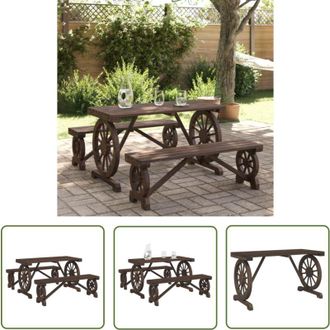 vidaXL The Living Store 3-tlg. Garten-Essgruppe Massivholz Tanne - Gartenm&ouml;bel - Essgruppe - Gartentisch - Gartenbank - Massivholz