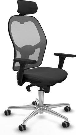 Piqueras y Crespo Grauer Schreibtisch mit 3D-Armen, h&ouml;henverstellbarer Lendenwirbelst&uuml;tze und h&ouml;henverstellbarem Kopfteil, Grau/Dunkelgrau