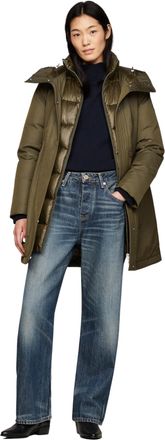 Tommy Hilfiger Damen Parka Nylon Mix Padded Parka Gesteppt, Mehrfarbig (Army Green), XXS