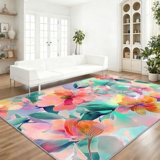 Generic Tapis &agrave; Motif Floral Abstrait Grand Antid&eacute;rapant &agrave; Poils Courts Doux Chambre Poil Ras de Sol Color&eacute;, 160 x 230 cm