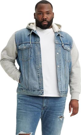 Levi's Mens Big HYBRID Hoody Trucker Light Indigo-Worn IN, Candy Man, XXL