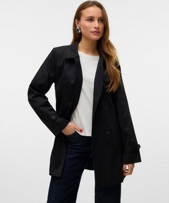 Vero Moda Trenchcoat VMCHELSEA OLIVIA TRENCHCOAT NOOS kurzer 2-Reiher mit abnehmbarem Bindegürtel