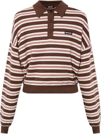 Rotate Rotate Birger Christensen - Polo &agrave; rayures - Femme - Tops - Brun - Taille: 38 FR