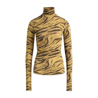 Ganni Femme, Tops, Multicolore, Taille: 38 FR Zebra Print Jersey Turtleneck