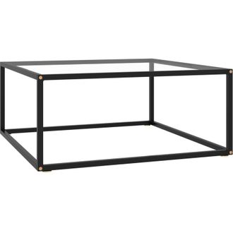vidaXL Vidaxl - Table basse fixe en verre tremp&eacute; noir 80x80x35 cm - Acier enduit de poudre - Surface facile &agrave; nettoyer - Design moderne et &eacute;l&eacute;gant