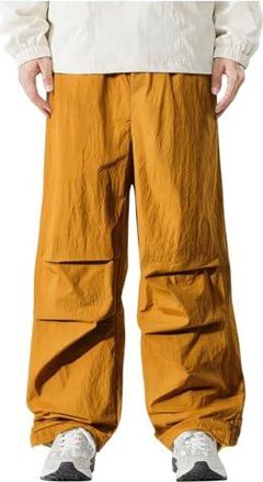 Generic Pantalon droit pour homme avec cordon de serrage &agrave; la taille &eacute;lastique pour les sorties d&eacute;contract&eacute;es, pantalon l&eacute;ger et confortable, Orange, 3XL