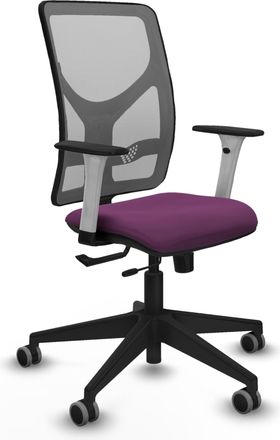 Piqueras y Crespo Violetter Schreibtischstuhl mit wei&szlig;en und schwarzen Armlehnen, h&ouml;henverstellbare Lendenwirbelst&uuml;tze, ausgestattet mit Syncro/Traslack und Schneidesch