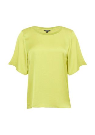 Comma Kurzarmshirt T-Shirt Blusenshirt im Fabricmix mit Volant-&Auml;rmeln