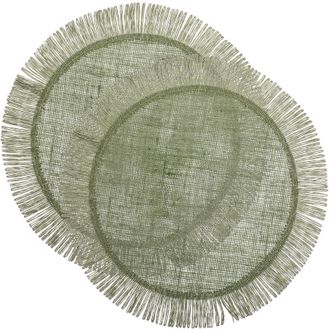 OSALADI 2 St&uuml;ck Rundes Gewebtes Tischset Isolierte Topfunterlage Hitzebest&auml;ndige Tischmatte 38cm Gr&uuml;n Multifunktionale Platzsets f&uuml;r Haushalt und Esstisch