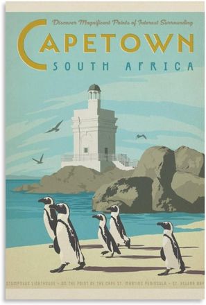 Generic Vintage South Africa Cape Town Reise Poster Retro Wand Kunst Leinwand Poster Zimmer Dekor Home Dekoration Ungerahmt 40x60cm